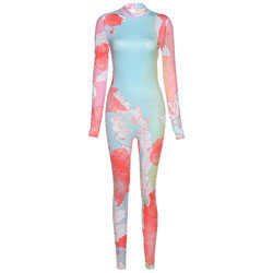 ladies Sexy Jumpsuit Long Sleeve One Piece sportswear Women back Zipper Length printed yoga set sport suit yoga fitness wear