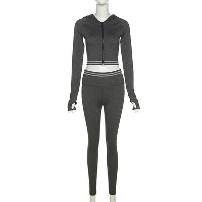 2021 New Arrival ladies solid color fitness clothes famous brand women breathable casual sports suit two pieces sportswear