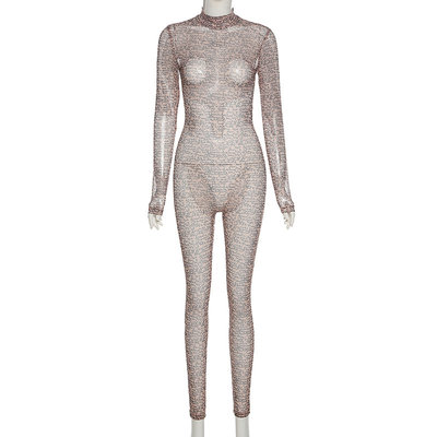 2020 Autumn Winter Hot Sale Casual Women's one piece Spots set Printed Long Sleeve Round Collar Jumpsuit ladies Fashion yoga set