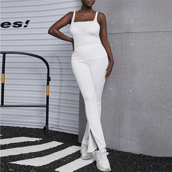 2022 summer ladies new slim fitness clothing sleeveless low-cut top high waist tight women's pants trousers yoga suit
