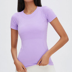 Hot sale Seamless Yoga Sports Top Basic women Activewear solid color running Breathable Fitness clothing tee shirts supplier