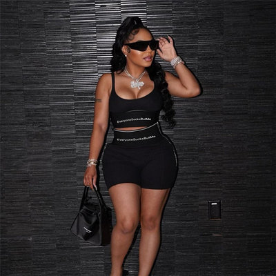 New style 2022 summer running low-cut printed letters fitness clothing casual shorts sport yoga suit women in stock