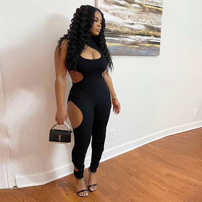 New design women slimming High collar beauty back jumpsuits one-piece fitness yoga suit Hollow out design Invisible zipper