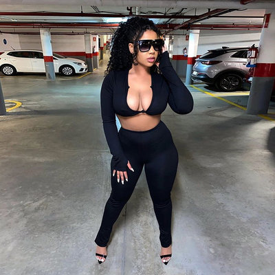 Female Sport Suit Women Fitness Clothing Long Sleeves Yoga Set deep V-collar  Sportswear