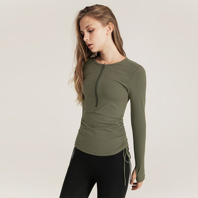 2021 yoga top women's tight-fitting short half-zipper long-sleeved yogawear new spring activewear running sport suit ems