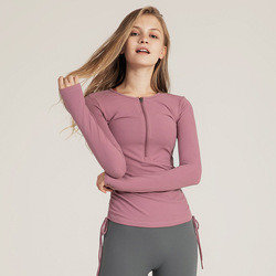 2021 yoga top women's tight-fitting short half-zipper long-sleeved yogawear new spring activewear running sport suit ems