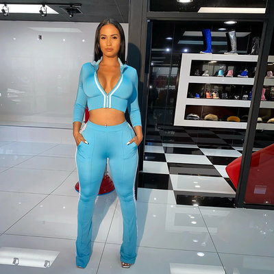 Seamless stand Collar Long Sleeve Sportswear front zipper Activewear sports crop Tops And Yoga Leggings Set For Women