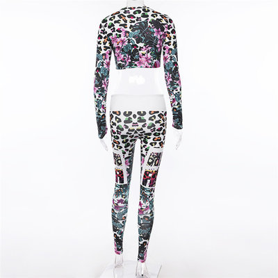 Seamless Two Piece Yoga Sports Outfit   High Elasticity Printed Sports Outfit