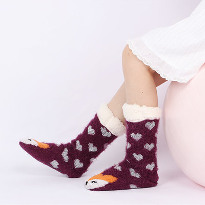 2021 Lovely adults chunky coral Christmas Slipper Socks Cozy Warm home Floor Socks winter socks for women