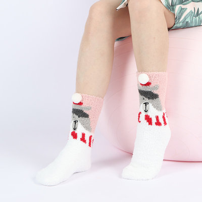hot sales ladies Soft Comfortable Sock Women Cute cartoon animal Warm Winter Floor Sleeping Fuzzy Socks For Girl