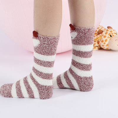 women animal knitted socks with stripe pattern winter home indoor slipper socks cute cozy non skid designer socks