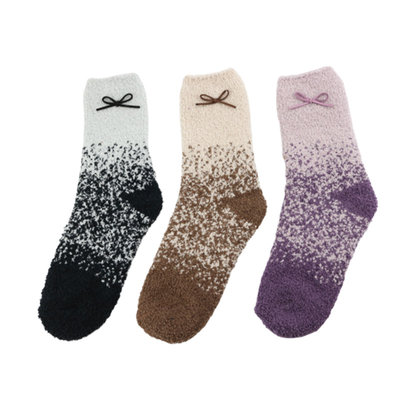 6 colors cute bow-knot knitted winter thick warm women slipper socks china sock wholesale