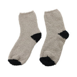 Indoor Ladies Slipper Socks Blue And White Warm Cozy Polyester Material