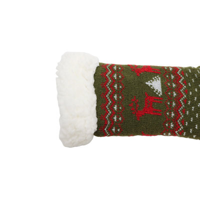 Christmas Reindeer Spots Ladies Slipper Socks Faux Fleece Lined Home Warm