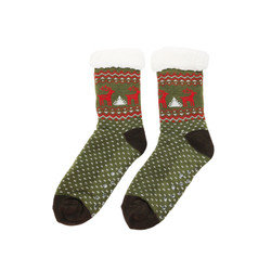 Christmas Reindeer Spots Ladies Slipper Socks Faux Fleece Lined Home Warm
