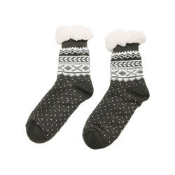 Snowflake Knit Women Thick Sherpa Fleece Lined Thermal Fuzzy  Home Socks