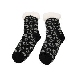 Customized Leopard Thick Warm Clouds Fabric Slipper Socks  Fuzzy Fleece Dot Women Slipper Socks