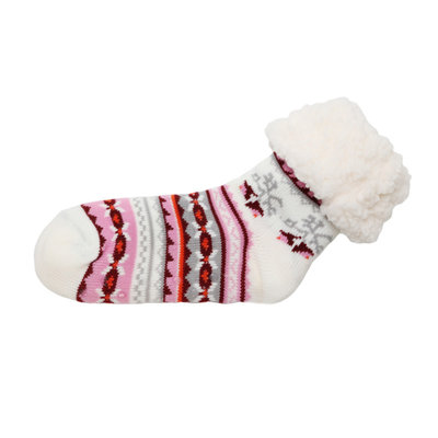 Comfortable Pink Snow Plush Lining House Socks Casual  For Women Winter