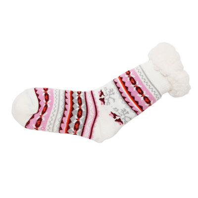 Comfortable Pink Snow Plush Lining House Socks Casual  For Women Winter