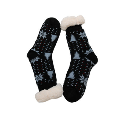 ladies winter double layers home sock sherpa lined plush women christmas slipper socks