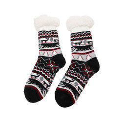 Fuzzy Slipper Socks Warm Thick Heavy Fleece Lined Fluffy Christmas Stockings Winter Socks Women Snowflake Deer Knit