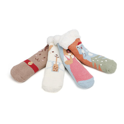 female winter skin-friendly breathable mid length sherpa socks non-slip homes socks antiskid absorb sweat women fuzzy sock
