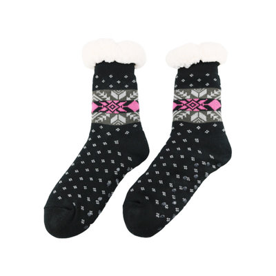 Snowflake Knit Fuzzy Slipper Socks Warm Thick Heavy Fleece Lined Fluffy Slipper Socks