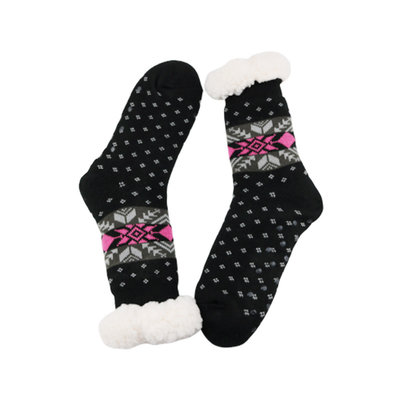 Snowflake Knit Fuzzy Slipper Socks Warm Thick Heavy Fleece Lined Fluffy Slipper Socks