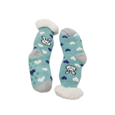 12 pairs winter cute rabbit Love women home slipper socks knitted warm fluffy children socks