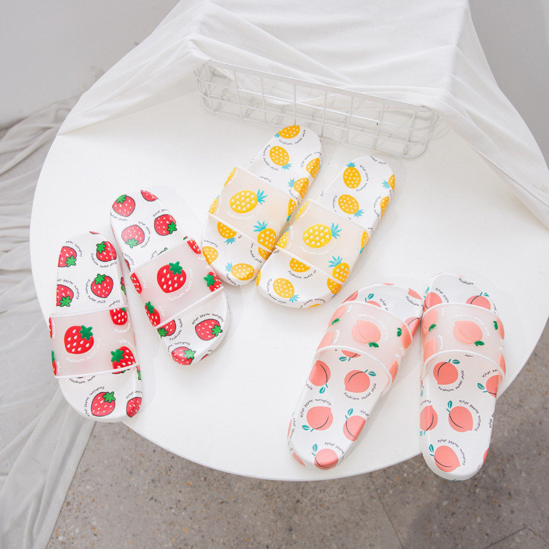 2022 New summer fashion PVC Material non-slip home sandals women cute Fruit Bathroom slide Slippers wholesale