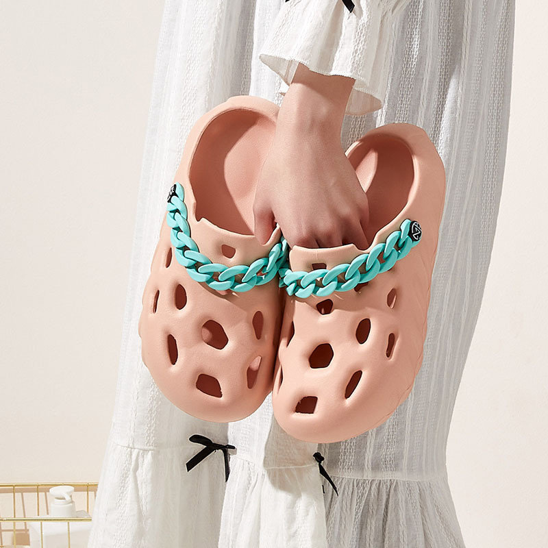 Summer Hole Shoes EVA Candy color cute chain decorate Hollow slippers Cute Non-Slip Breathable women Sandals