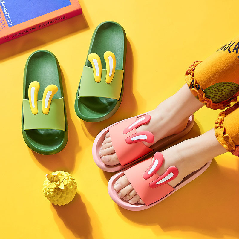 New design fashion trend Sandals cartoon cute rabbit ears ladies soft breathable slippers summer in stock