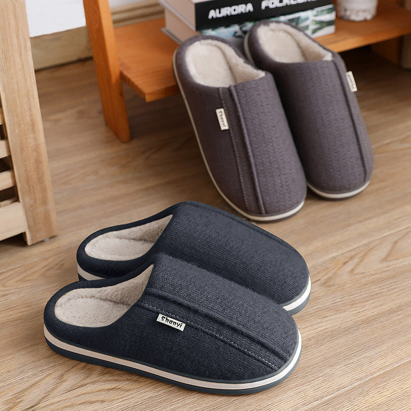 Simple warm plush slippers 2021 hot sale winter thick-soled non-slip indoor home shoes women with best price