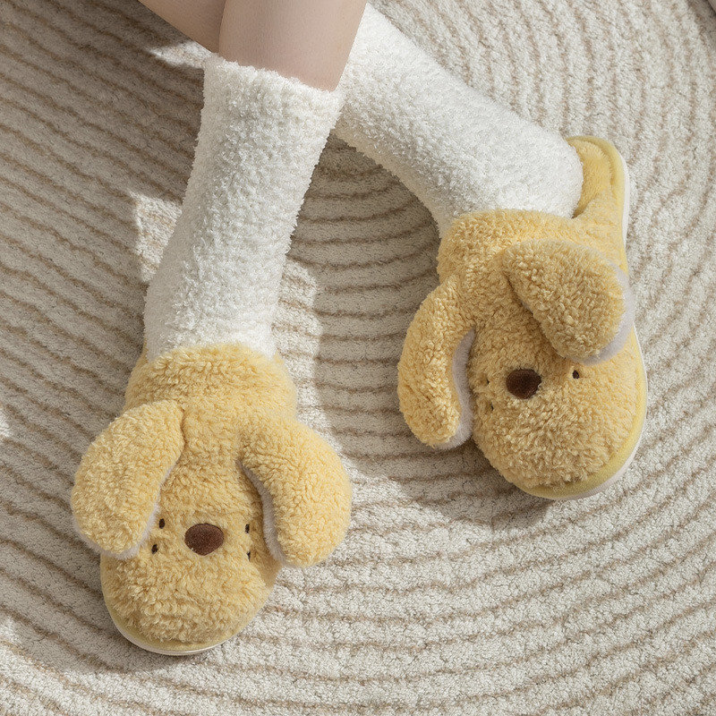 Slippers custom vivid Cartoon hot sale winter fashion solid color soft plush home indoor shoes women fashion dogs shoes