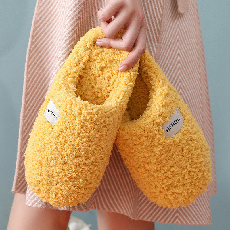 New style plush couple slippers winter indoor non-slip cute home warm soft household shoes for women and male