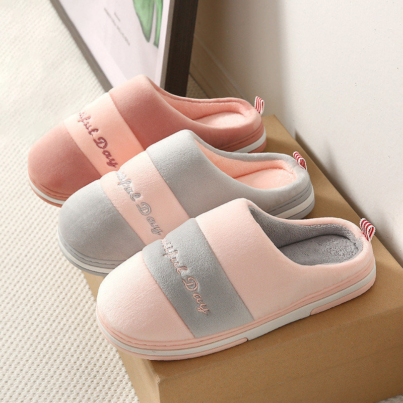 New design 2021 couple slippers winter plus plush warm thick bottom non-slip ladies home indoor shoes