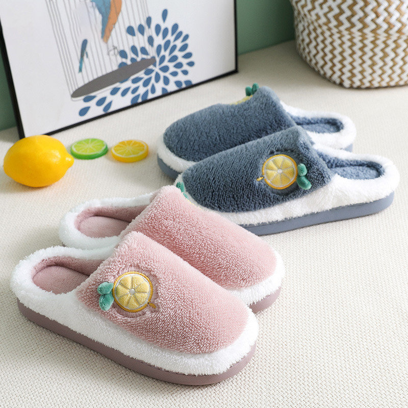 2021 new design slippers female winter cute comfortable home indoor shoes soft plush warm non-slip couple style