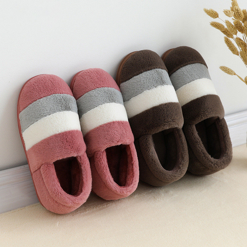 New design simple style warm slippers women winter models 2021 non-slip soft plush couple bedroom shoes