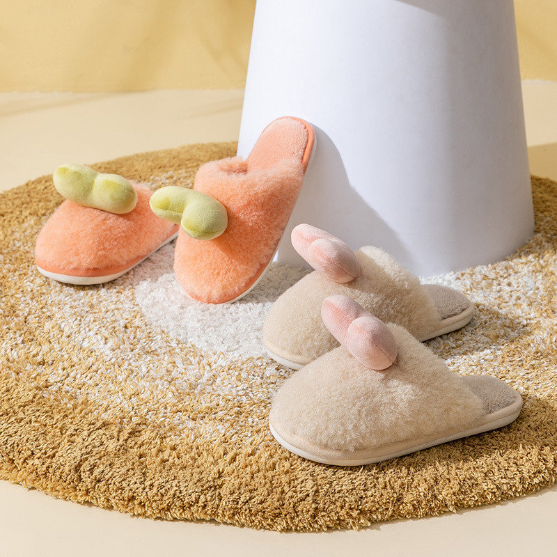 Wholesale 2021 Cute Fashion Trend Slippers Women Winter House Indoor Plush Warm Soft Comfort Men House Non-Slip