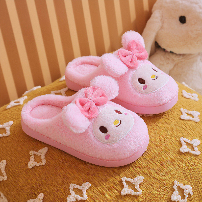 children Cartoon animal Bow Shape home slipper boys and girls warm Anti-Slip Home Indoor Shoes in stock kids fur slippers