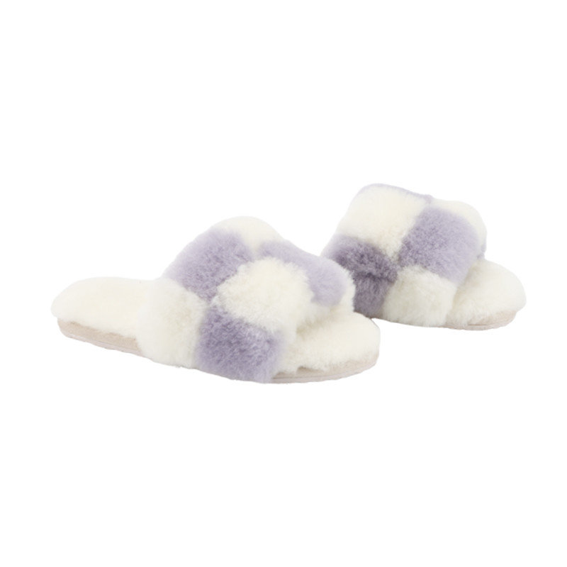 Fluffy Open Toe Women Casual Flat Shoes Warm Wool Fur Soft Cozy