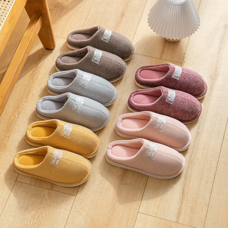 Wholesale hot selling home solid color plush slippers winter floor mute indoor non-slip couples home slippers