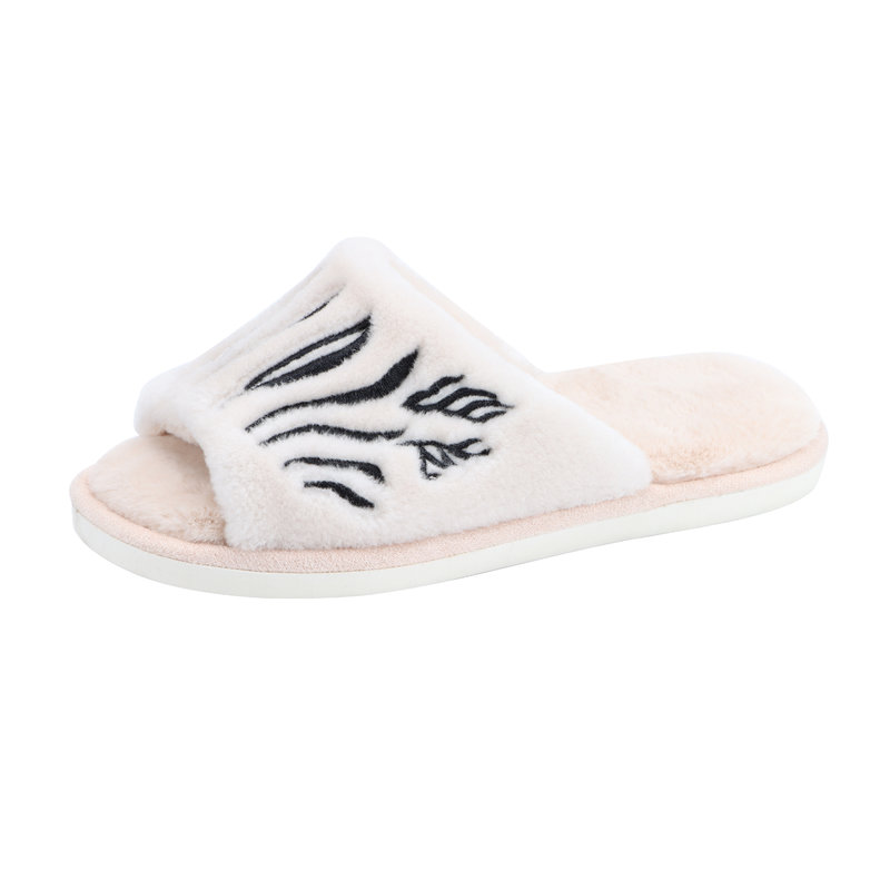 Faux Fur Women Casual Flat Shoes Indoor And Outdoor Open Toe