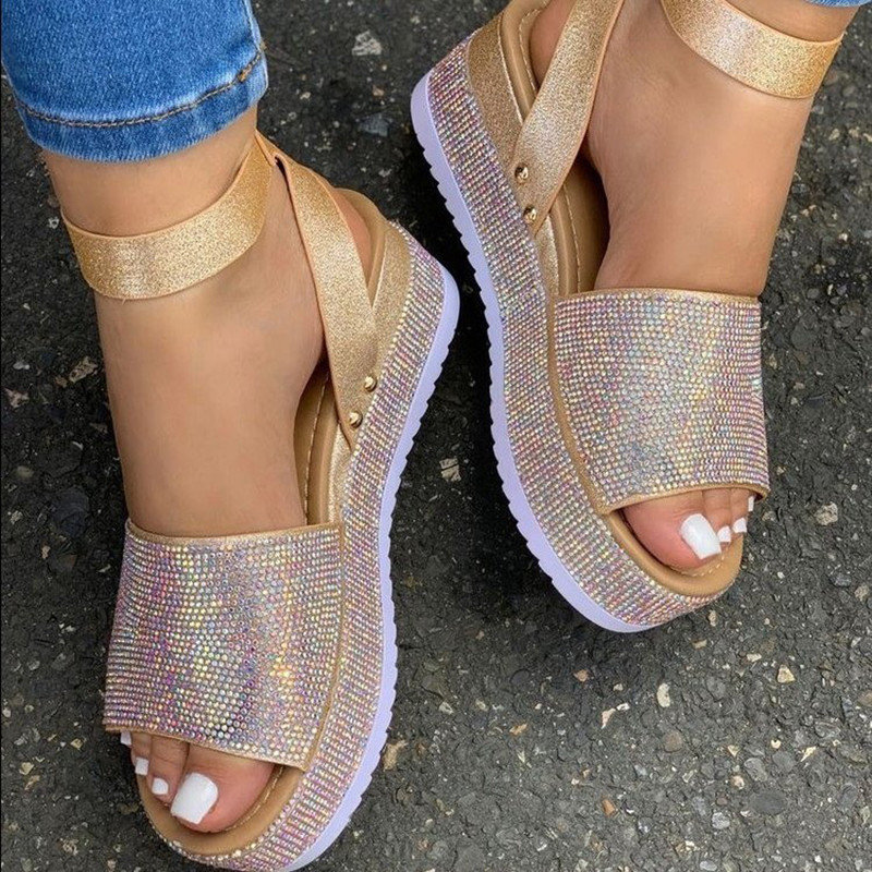 Luxury Designer Sandals Girls Chunky Sole slippers with Rhinestone for Women Platform Sandal non-slip casual shoes