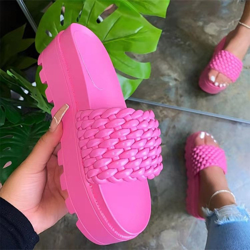 Platform Stylish Ladies Sandals Woven Upper Casual  Round Toe Breathable