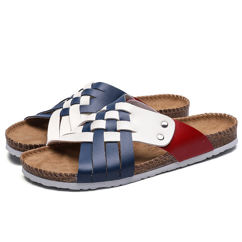 Popular Wooden Sandal For Man open toe Real Cork Sole slippers for men rubber