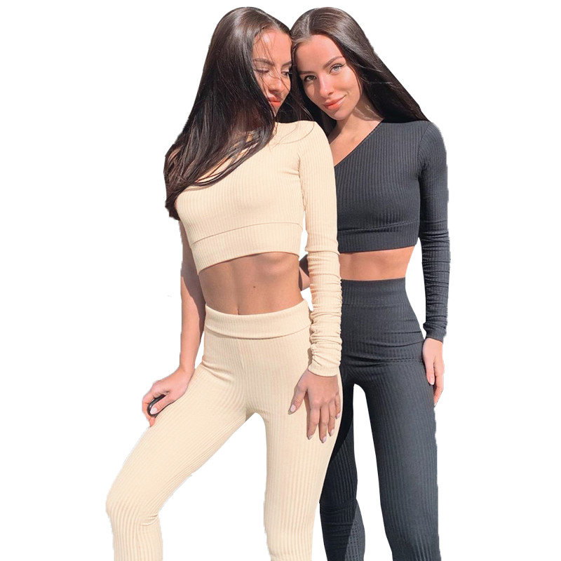 New Arrival Long Sleeves crop Top Seamless Activewear Breathable sportswear solid color Yoga sets sport suit girls clothing