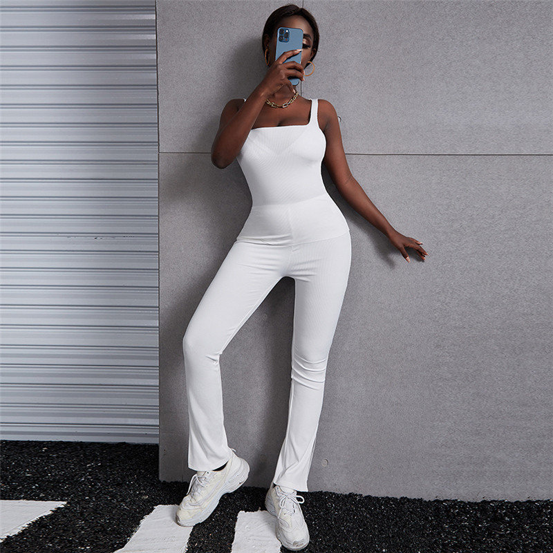 2022 summer ladies new slim fitness clothing sleeveless low-cut top high waist tight women's pants trousers yoga suit