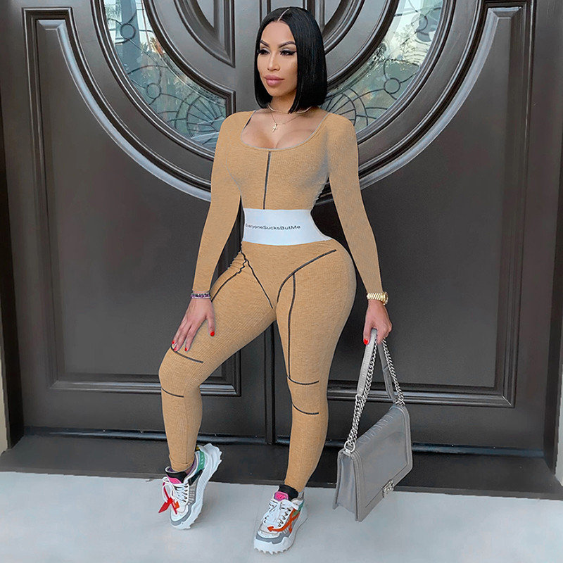Front Zipper Long Sleeve Sports Outfit   Line Hip High Waist  Sports Outfit