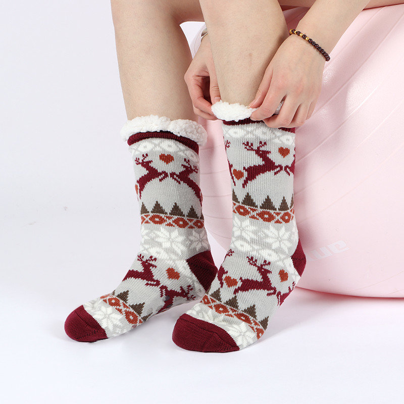 new arrival ladies comfortable soft fluffy socks sweat absorbed thick antiskid floor socks Warm christmas stocking